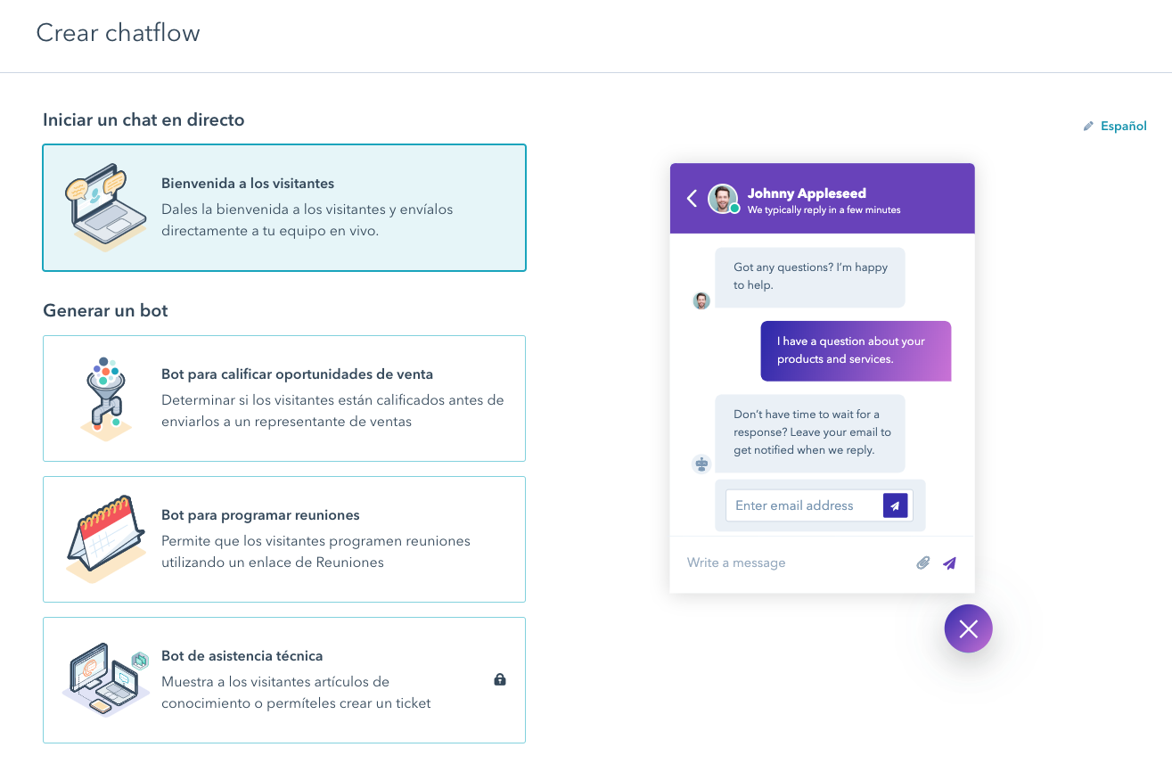 ᐅ Chatbot en español: cómo crear uno gratis con HubSpot - InboundCycle